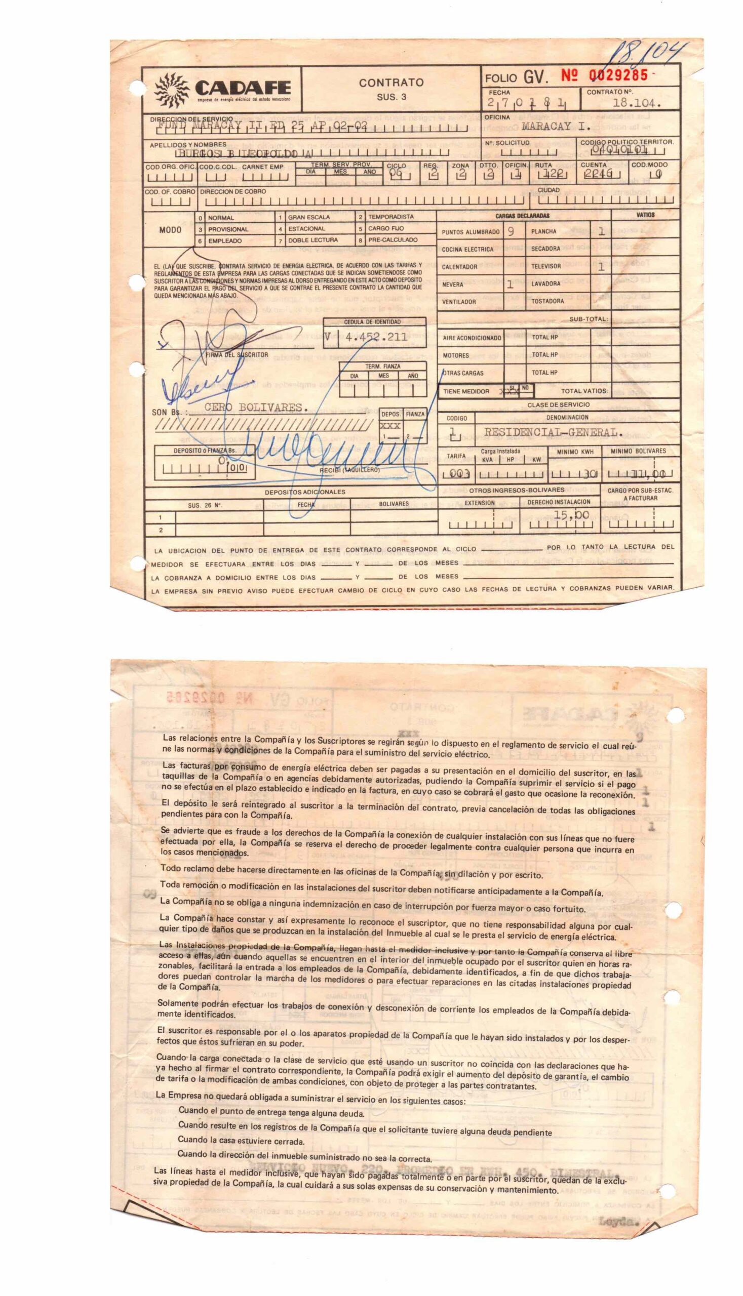 FORMULARIOS QUE ESTAN BIEN + ID DE MARCA, CADAFE 1981 – Scan project